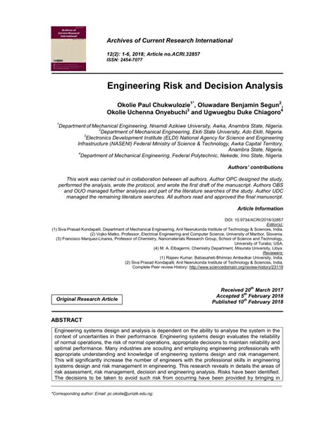 Pdf Engineering Risk And Decision Analysis