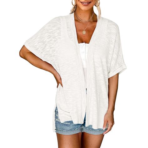 White Womens Tops Womens 2025 Summer Lightweight Cardigan Short Sleeve