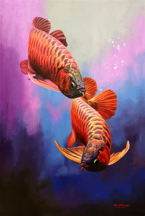 Dunia Lukisan Javadesindo Art Gallery Lukisan Sepasang Ikan Arwana