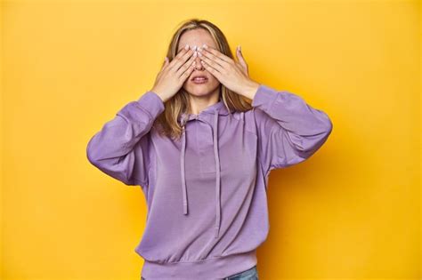 Premium Photo Afraid Covering Eyes With Hands