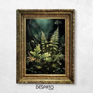 Deep Forest Fern Woodland Moody Wall Print Dark Academia Decor