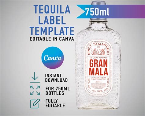 Custom Gran Malo Template Personalized Tequila Label Birthday