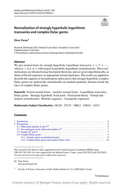 Normalization Of Strongly Hyperbolic Logarithmic Transseries And