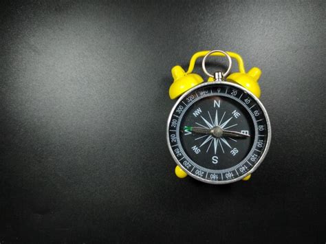 Premium Photo Selective Focus Of Compass And Clock On Black Background With Copy Space