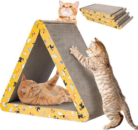 Cat Scratching Post Foldable Triangle Shape 6 Useable Sides Cat