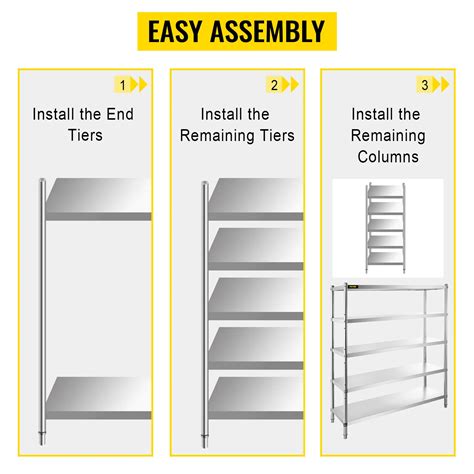 Vevor Storage Shelf 5 Tier Storage Shelving Unit Stainless Steel