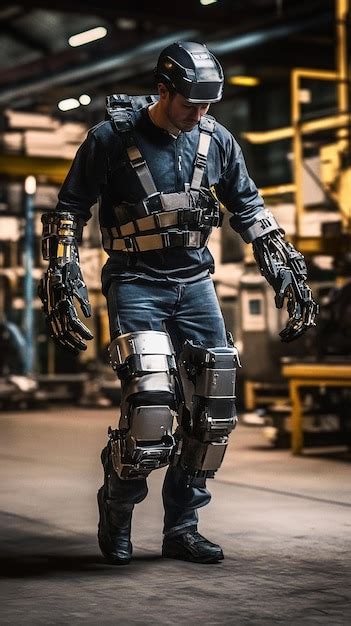 Premium Photo Quotfactory Worker Using An Advanced Exoskeletonquot