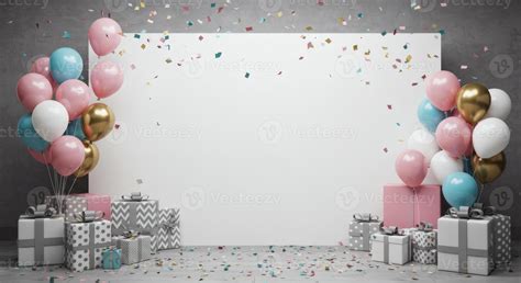 Festive Celebration Background With Balloons Ts And Confetti With