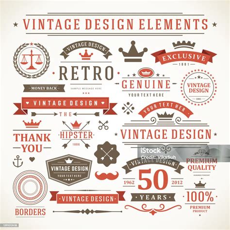 Vintage Labels And Badges Design Elements Vector With Typographic