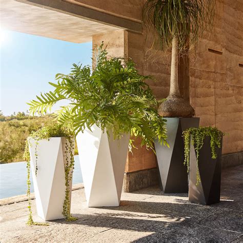 Angular Modern White Cement Outdoor Planter Large Cb2 Uae