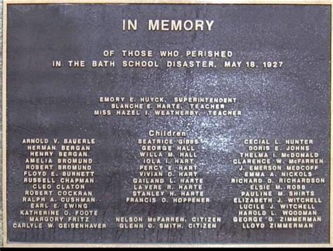 Memorial Plaque Commemorating The Worst School Massacre In American