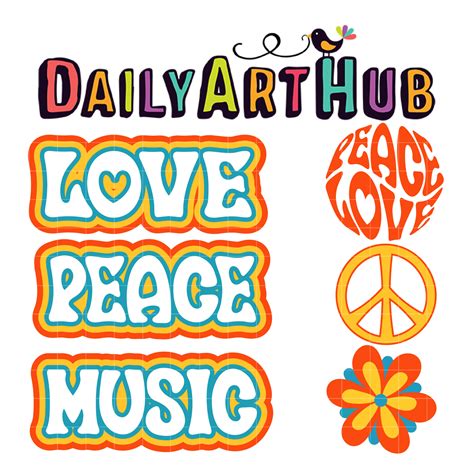 Hippie Love And Peace Clip Art Set Daily Art Hub Graphics Alphabets SVG