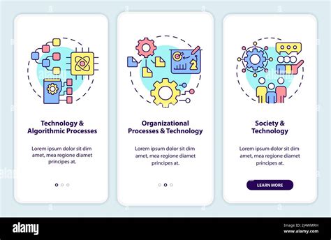 Information Systems Interactions Onboarding Mobile App Screen Stock
