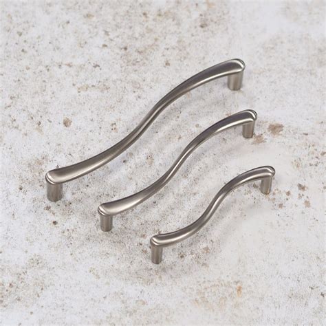 Brushed Nickel Kitchen Cabinet S Shaped Handles 96mm 128mm 160mm