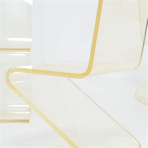 Set Of 4 Plexiglass Zig Zag Chairs Vintage Design Point