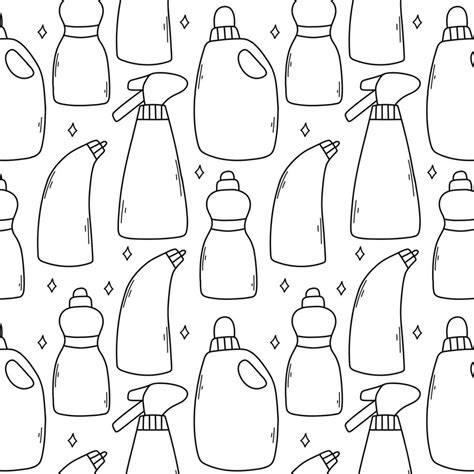 Seamless Pattern With Cleaning Elements Doodle Pattern With Detergent