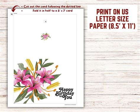 Floral Birthday Card Printable Birthday T For Her Digital Download