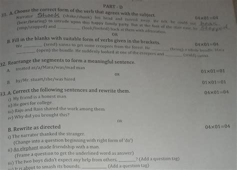 Part D31 A Choose The Correct Form Of The Verb That Agrees With The