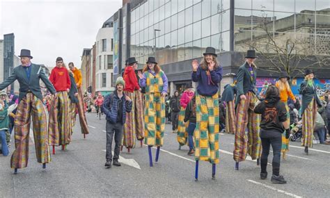 Belfast Co Antrim Northern Ireland March 17 2025 People On Stilts