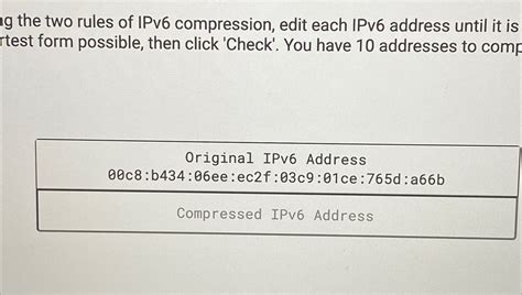 Solved G The Two Rules Of Ipv6 ﻿compression Edit Each Ipv6