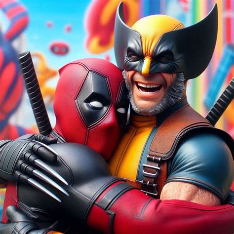 Deadpool And Wolverine Hugging Wolverine Deadpool Deadpool Wolverine