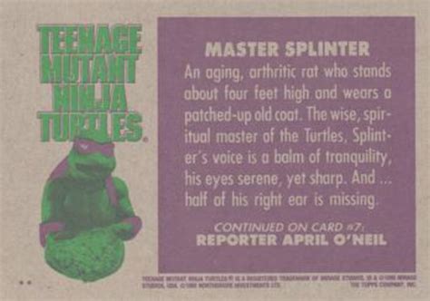 Master Splinter 1990 Trading Card Tmntpedia Fandom