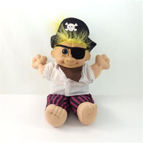Vintage 90s Russ Pirate Troll Doll Troll Plush Doll Yellow Hair