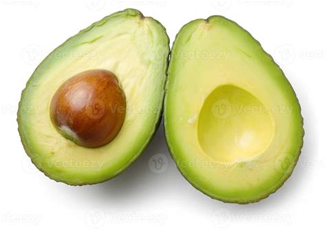 Fresh Avocado Halved With Pit Visible And Empty Cavity 69996219 Stock