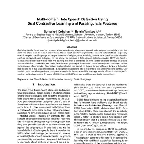 Multi Domain Hate Speech Detection Using Dual Contrastive Learning And