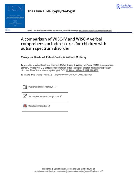 A Comparison Of Wisc Iv And Wisc V Verbal Pdf Wechsler Adult