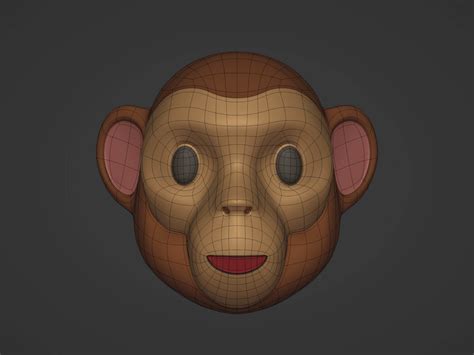 Cartoon Monkey Head Smiley 3d Model By Ocstard
