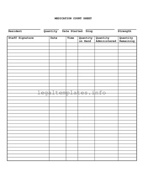Fill Your Medication Count Sheet Template Here ⋆