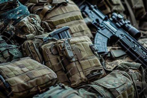 Tactical Gear And Weapons Are Prominently Displayed Showcasing