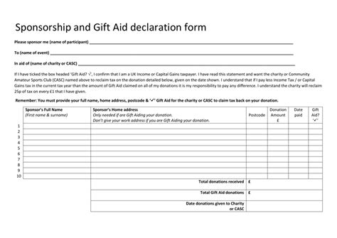 United Kingdom Sponsorship And T Aid Declaration Form Fill Out Sign Online And Download