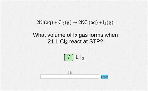 What Volume Of I2 Gas Forms When 21 L Cl2 Reacts At Stp