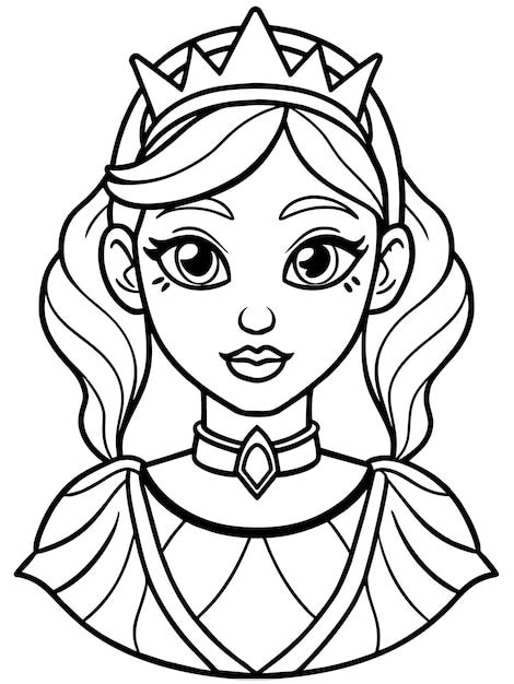 Premium Vector A Drawing Of A Princess With A Crown On Her Head
