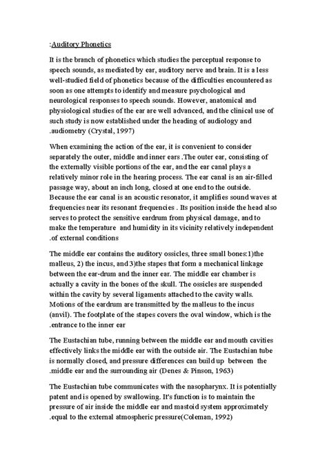 Auditory Phonetics Auditory Phonetics It Is The Branch Of Phonetics