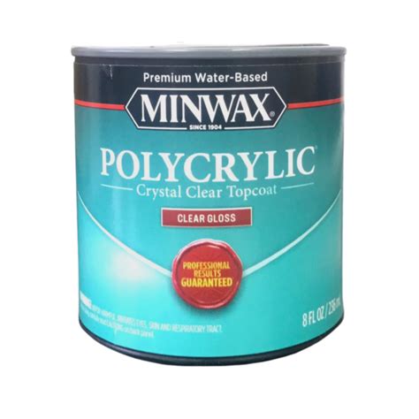 Minwax Premium Water Based Polycrylic Crystal Clear Top Coat Clear Gloss 8 Fl Oz 236ml