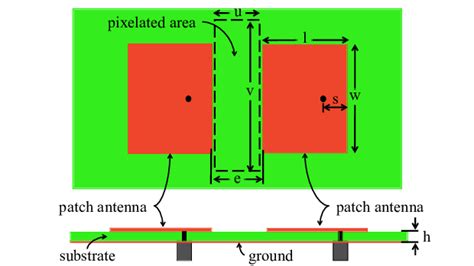 Schematic Of A Two Element Microstrip Antenna Array The Top And Side Download Scientific