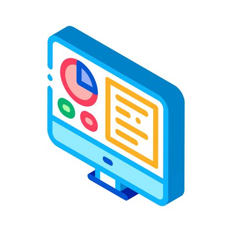 Analytics On Computer Screen Isometric Icon Vector Illustration