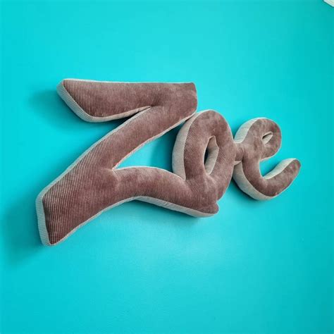 Cursive Name Velvet Pillow Zoe Educational Toy Initial Etsy