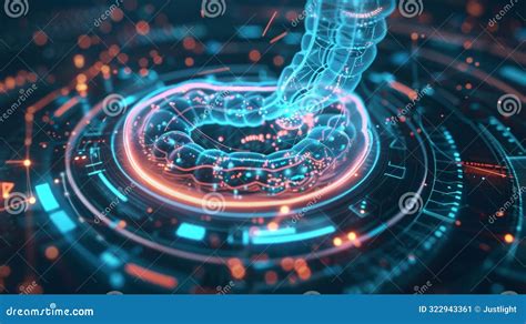 A Microscopic Camera Traveling Through The Digestive System Connected To A 6g Network To Capture