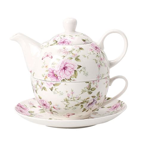 Qeeadeea Tea For One Teapot And Cup Set Bone China Tea Set Tea Pot
