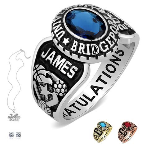 Ccjcinata Fully Personalized Customized Class Rings Sterling Silver Womens High School And