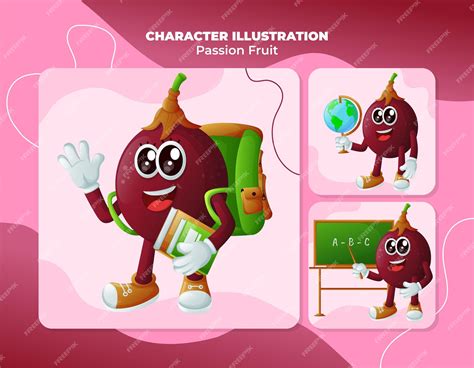 Premium Vector Cute Passion Fruit Characters In Education