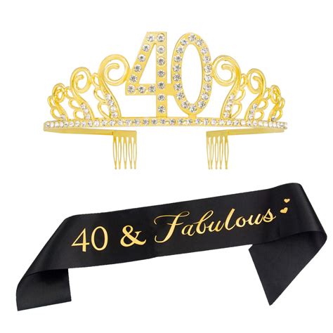 Buy 40th Birthday Tiara And Sash 40 And Fabulous Black Satin Sash And
