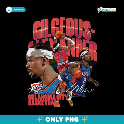 Retro Shai Gilgeous Alexander Oklahoma City Thunder Png Peace Svg