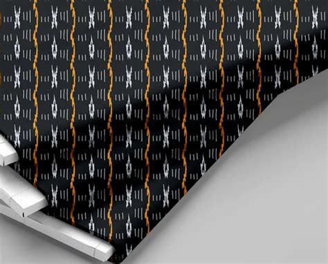 Rayon Border Line Ikat Pattern Fabric Digital Prints Multicolour At