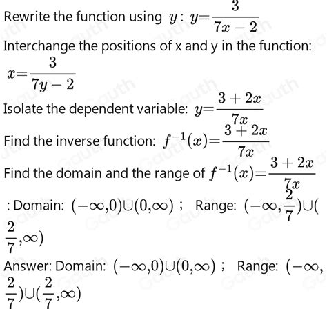solved determine the inverse of f x 3 7x 2 [algebra]