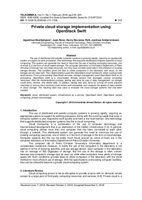 Pdf Private Cloud Storage Implementation Using Openstack Swift